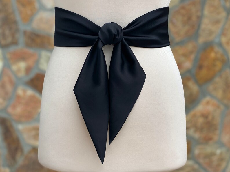 Black Satin Sash Belt, Wide Satin Sash, Wedding Accessories, Satin Belt ...