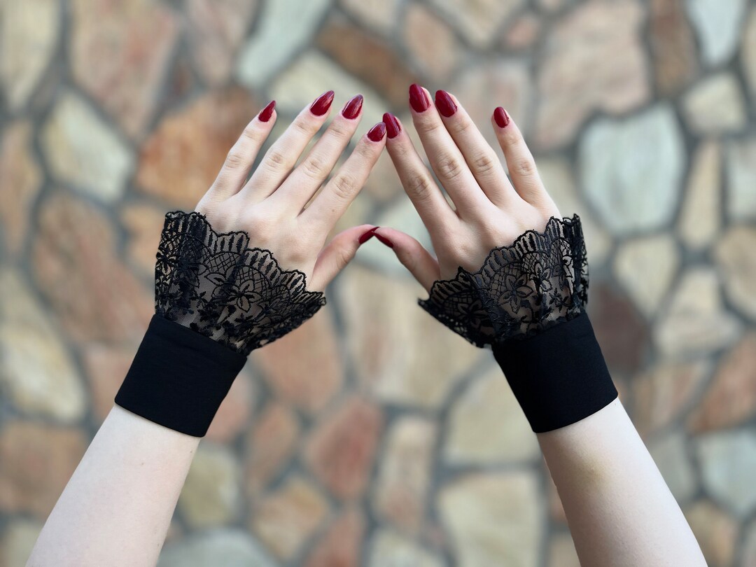 Lace Sleeve Extender, Wrist Cuff Set of 2, Ruffle Cuffs, One Layer Lace ...