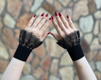 Champagne Lace Sleeve Extender, Wrist Cuff Set of 2, Ruffle Cuffs, Two ...