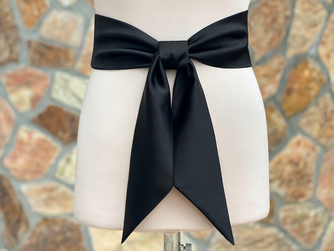 Black Satin Sash Belt, Wide Satin Sash, Wedding Accessories, Satin Belt ...