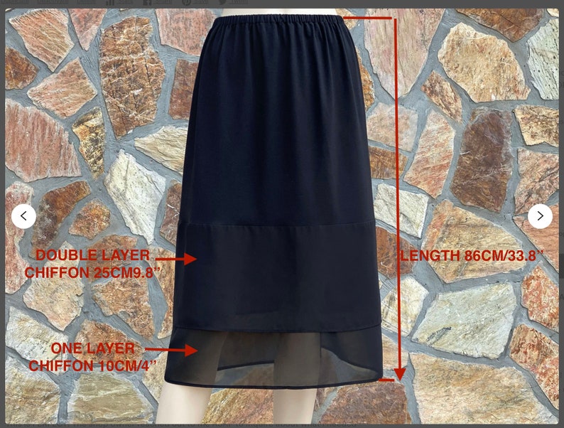 Black Chiffon Layered Skirt Extender Slip Dress Extender - Etsy