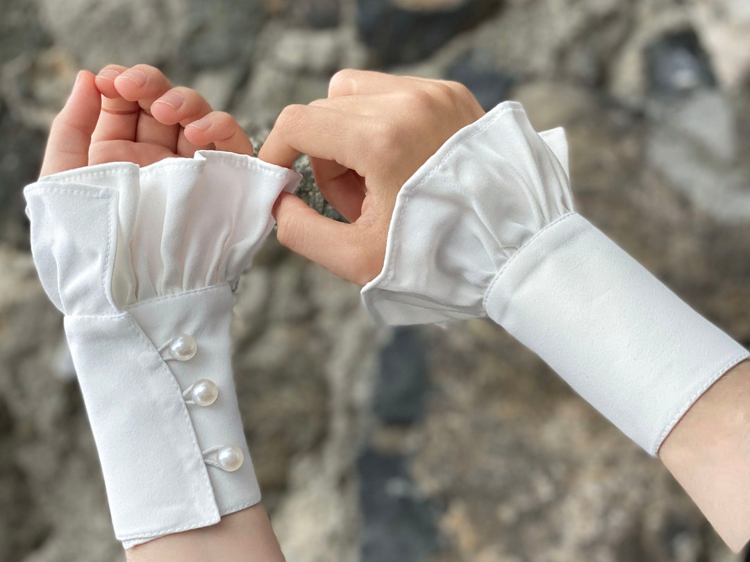 Ivory Ruffle Sleeve Extender, Wrist Cuff Set of 2, Ruffle Cuffs, One ...