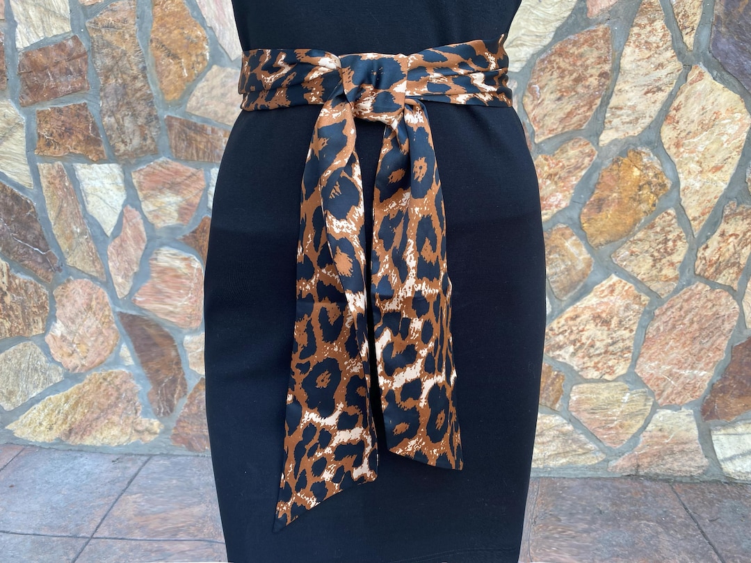Leopard Print Satin Sash Belt, Leopard Belt Leopard Print Sash 3.5 ...