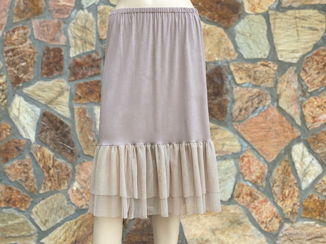 Beige Tulle Skirt Extender Slip, Dress Extender Slip - WITH LENGTH ...