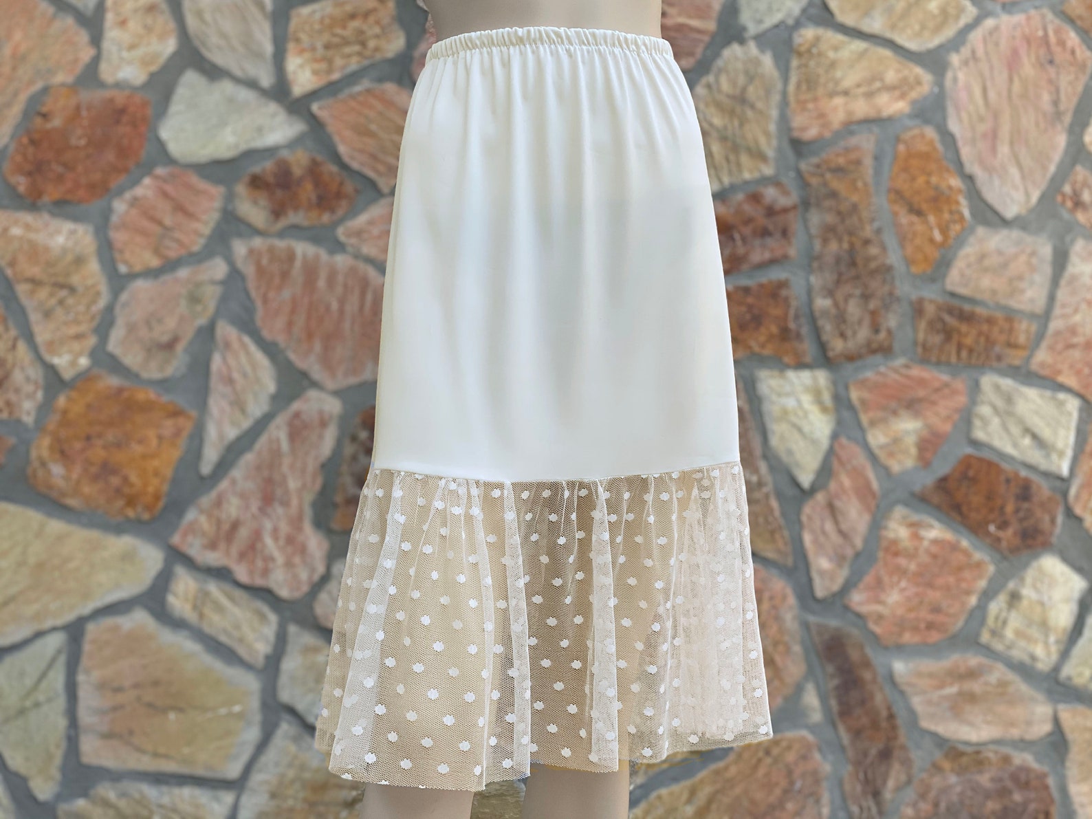 Skirt Extender Slip Dress Extender Slip Ivory Polka Dots | Etsy