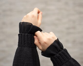 Champagne Lace Sleeve Extender, Wrist Cuff Set of 2, Ruffle Cuffs, Two ...