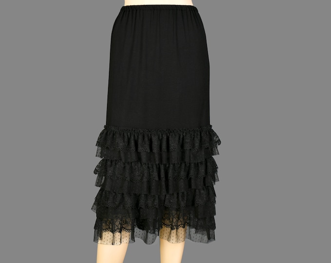 Layered Tiered Lace Ruffle Long Skirt Extender Slip, Dress Extender ...