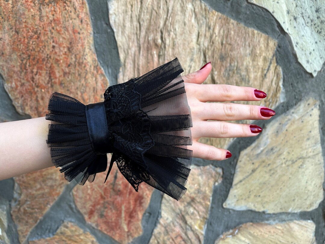Edwardian Gothic Tulle Cuffs, Ruffled Detachable Fake Sleeves, Wedding ...