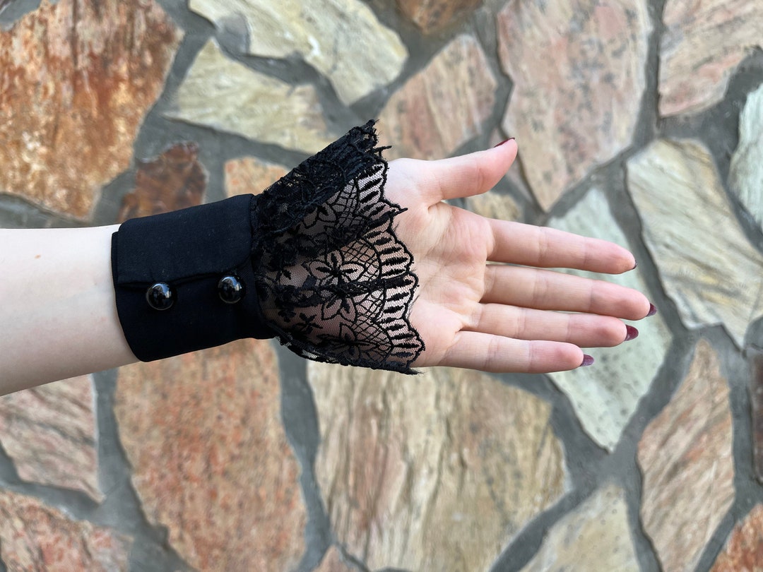 Lace Sleeve Extender, Wrist Cuff Set of 2, Ruffle Cuffs, One Layer Lace ...
