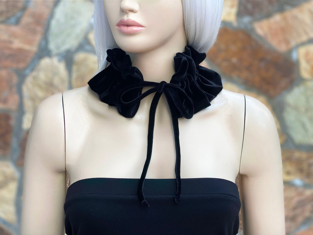 Black Velvet Collar, Neck Ruff, Victorian Style Choker Collar, Women's ...
