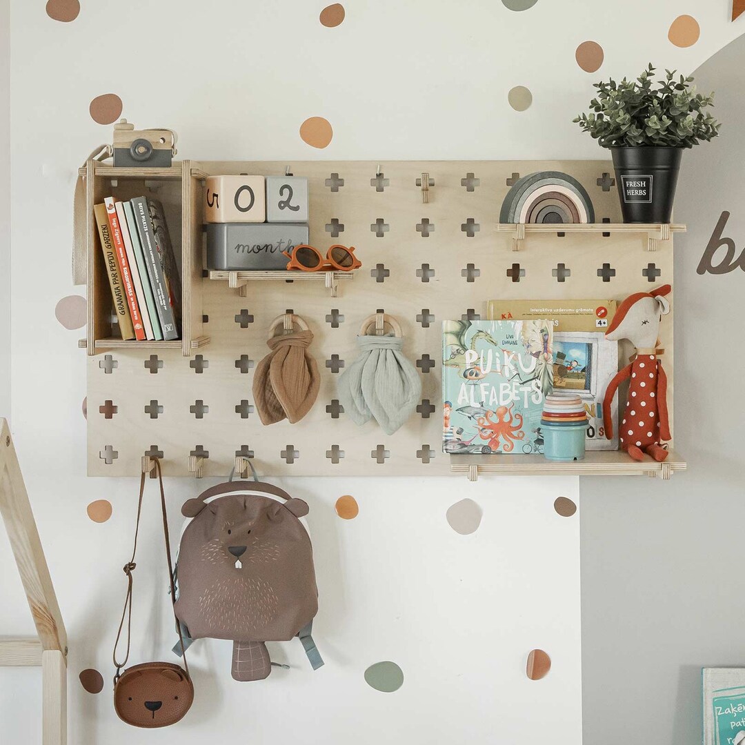 Pegboard Shelf, Nursery Shelves Pegboard Organizer Floating Shelves or ...