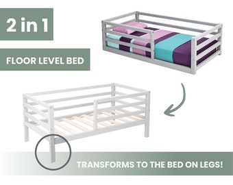 Zero Clearance Bed With Rails Adjustable Bed Frame Toddler Floor Bed Kids Bed on Legs Raised Bed Frame Twin Bed on Floor Queen Size Bed Etsy