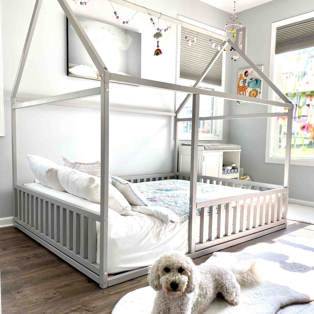Full Size Queen Size Platform Bed Loft Bed Wooden House Bed House Shaped Bed Children Bed Montessori Toy Bedroom Interior Educational Toy Etsy