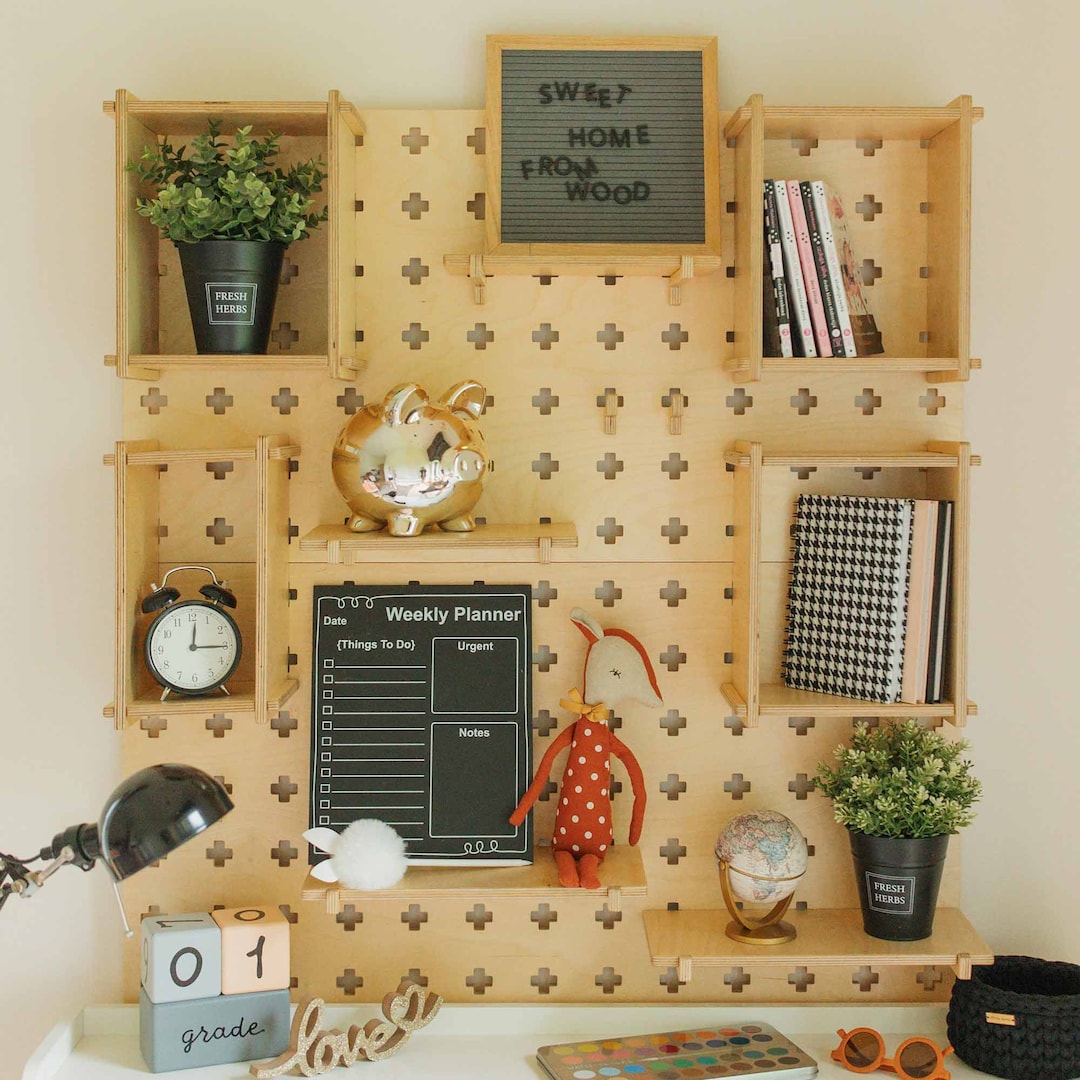 Floating Shelf Pegboard Shelf Montessori Shelves, Pegboard Wall ...