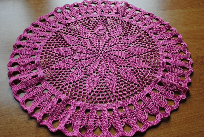 Crochet Doily / Lace / Pink color Nr.20/ 13.7 Inches 35 Cm, D-11 - Etsy