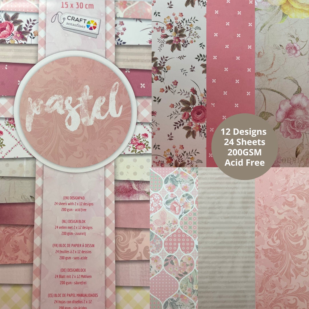 Pastel Scrapbook Paper. Floral Paper Pack. Card Stock. Scrapbooking ...