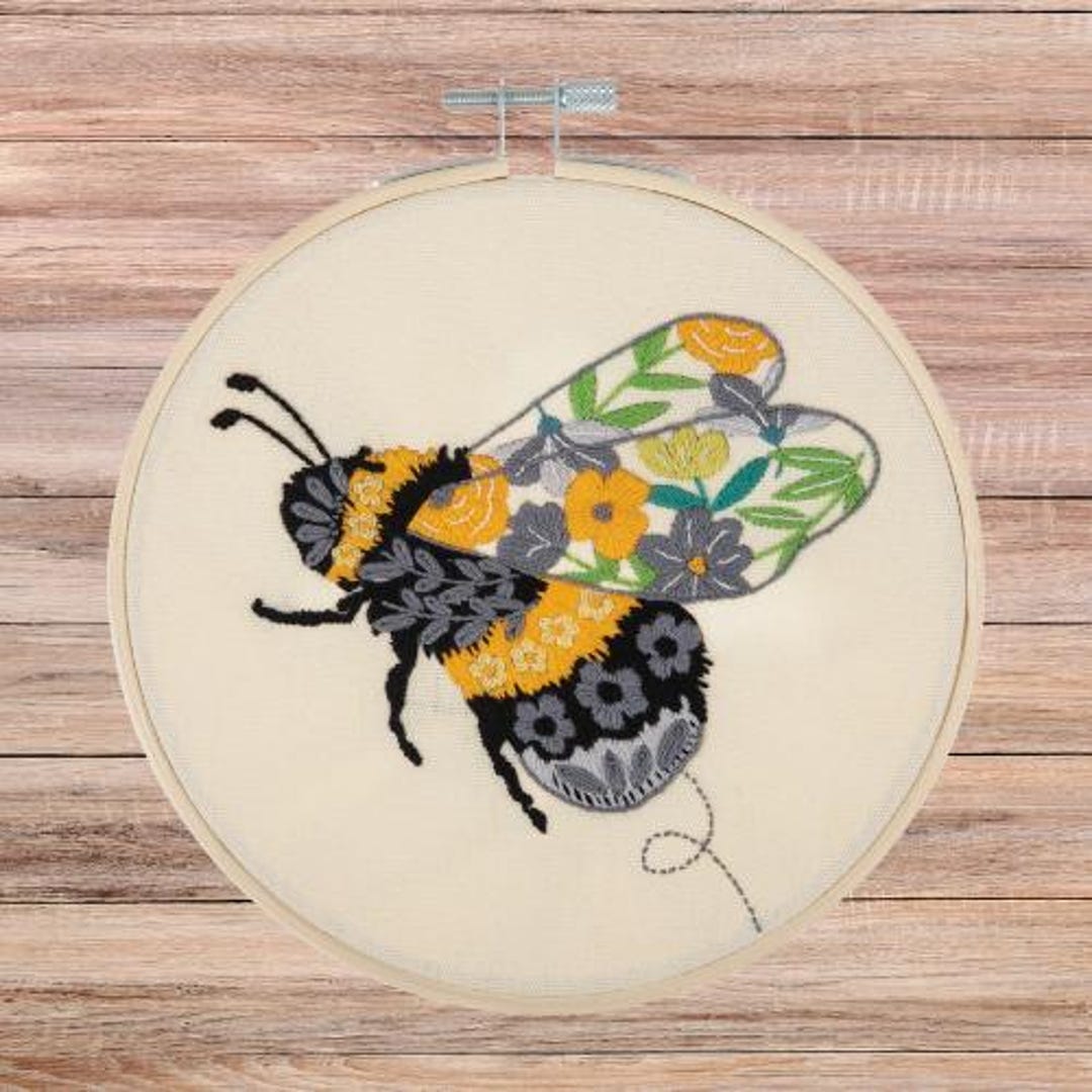 Bee Embroidery Kit. Bee Craft Kit. Cute Bee Embroidery. Easy Embroidery ...