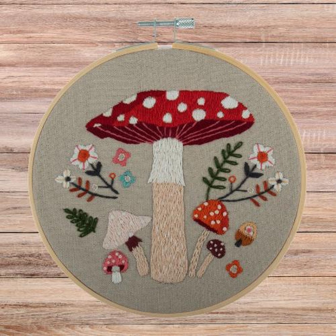Toadstool Embroidery. Red Toadstool Kit. Fairy Tale Craft Kit ...