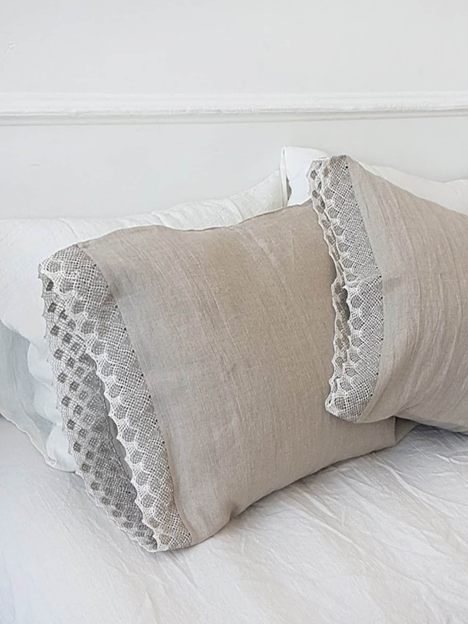 Lace Trimmed Linen Pillowcase Stonewashed Linen Pillow Sham - Etsy