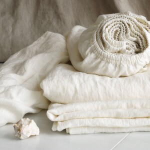 Linen Sheets and Pillow Shams - Soft Linen Sheet Set, Off-white Linen ...