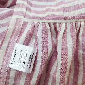 Pink Striped DUST RUFFLE in Stonewashed Linen. Shabby Chic Farmhouse ...