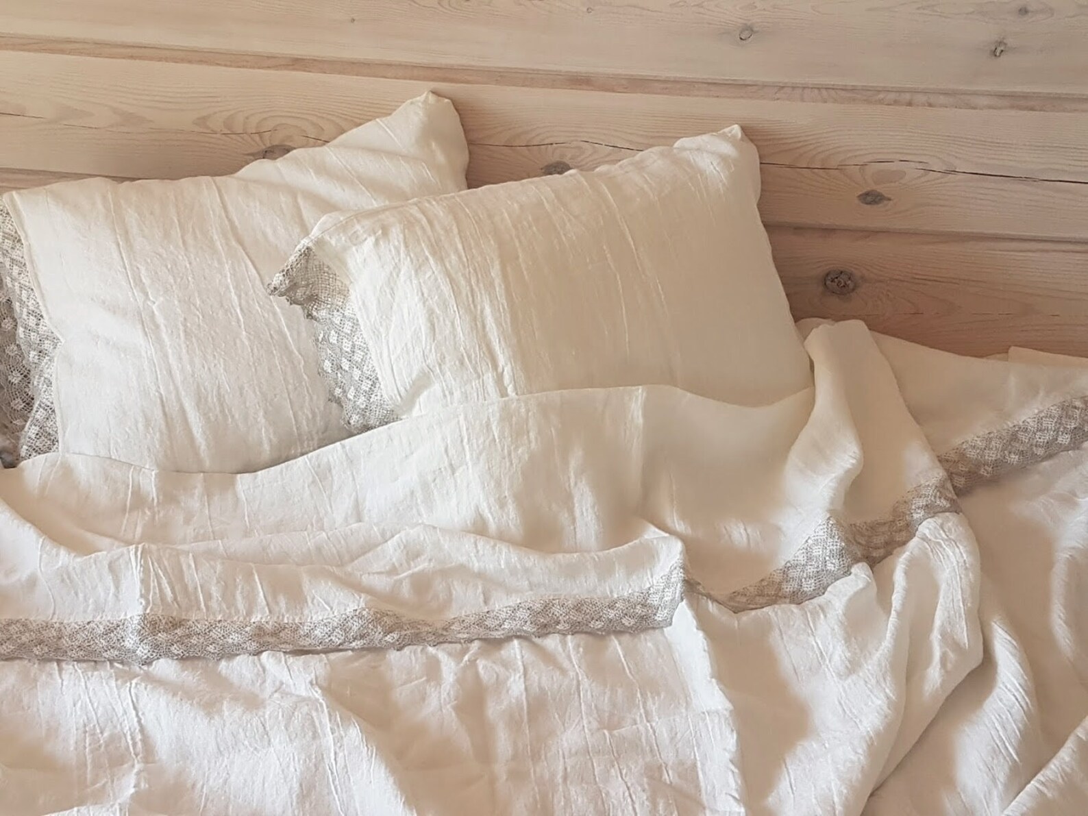 Lace Linen BEDDING SET Off-white Stonewashed Medium Heavy - Etsy