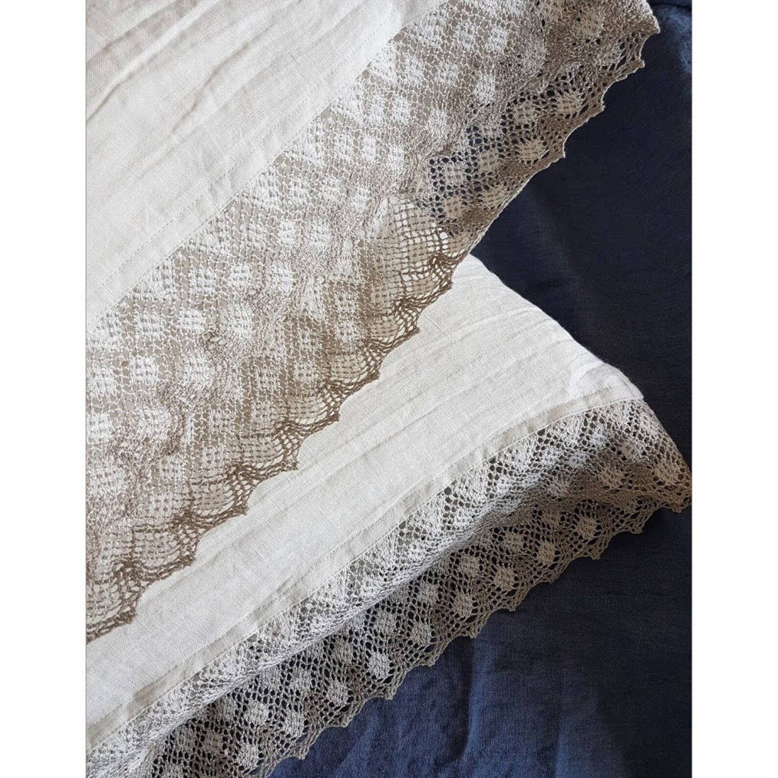 Lace Linen Pillowcase in Off-white Stonewashed Medium Heavy - Etsy