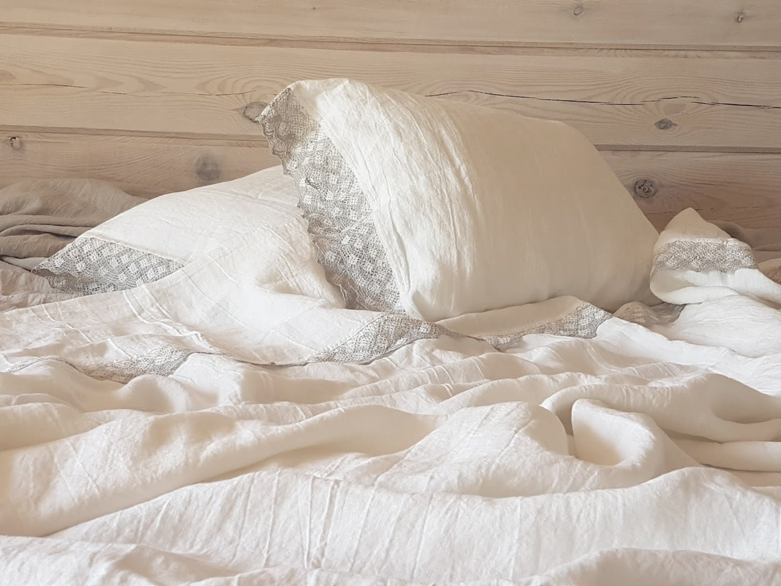 Lace Linen BEDDING SET Off-white Stonewashed Medium Heavy - Etsy