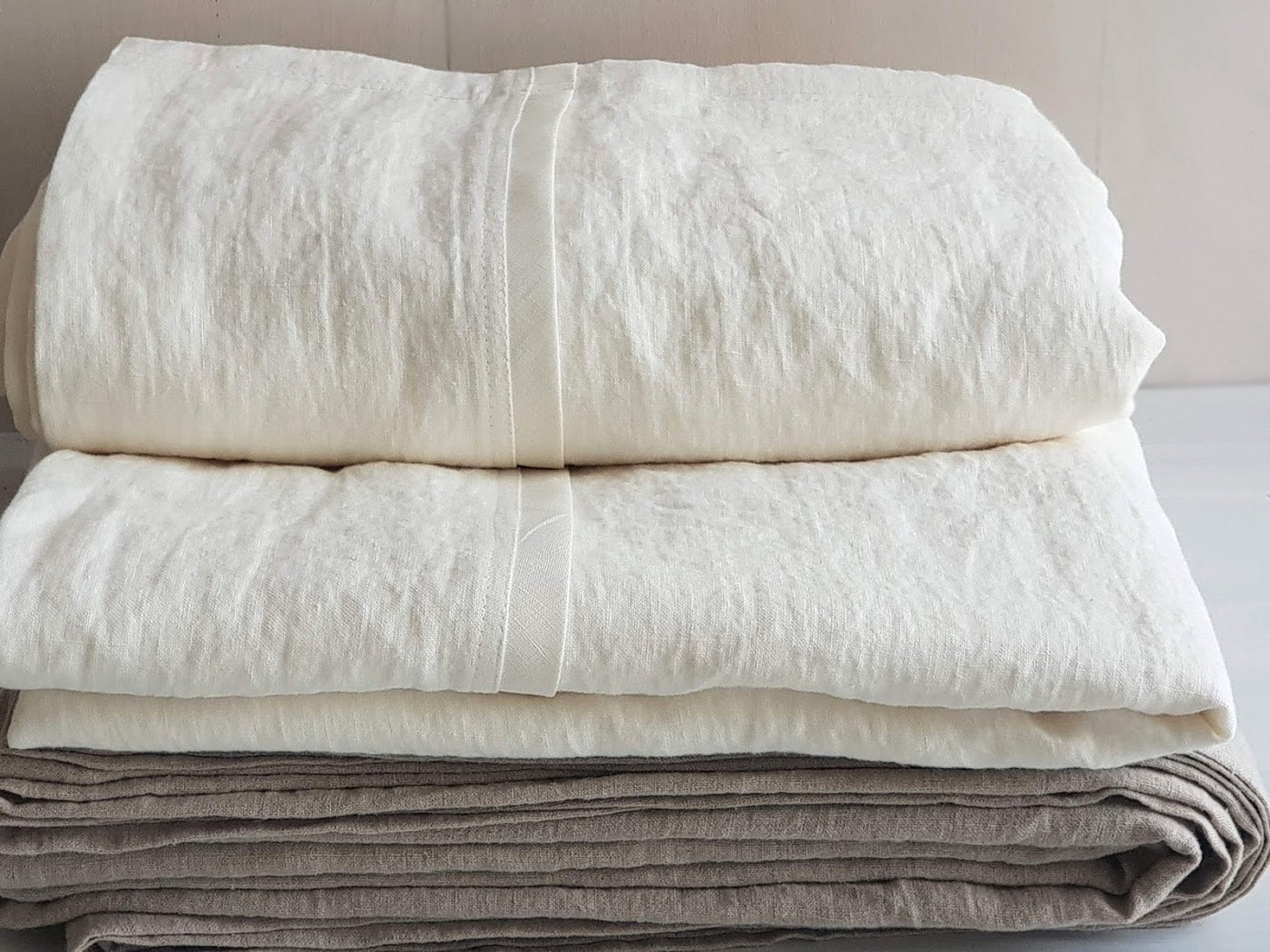 Linen TOP SHEETS in Pure Medium Heavy Linen With Linen Trim | Etsy