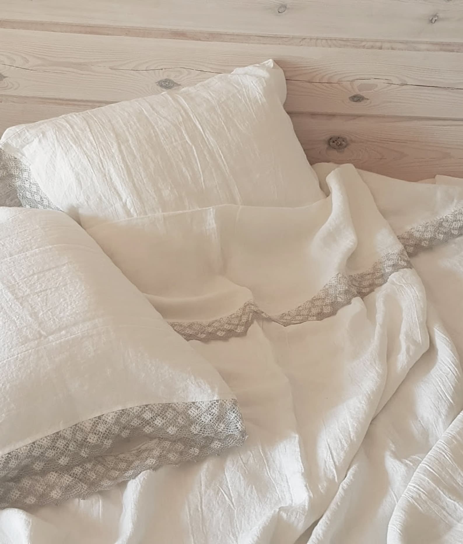 Lace Linen BEDDING SET Off-white Stonewashed Medium Heavy - Etsy