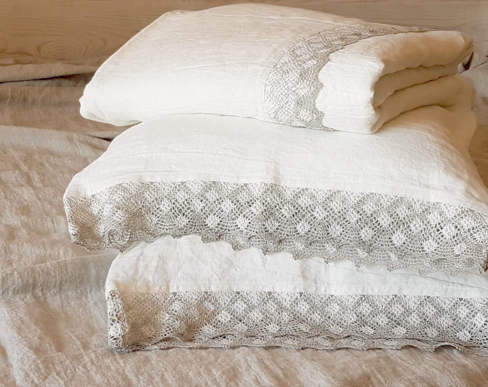 Lace Linen BEDDING SET Off-white Stonewashed Medium Heavy - Etsy