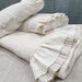 Linen DUVET SET With Ruffles at the Bottom, Natural Linen Bedding Set ...