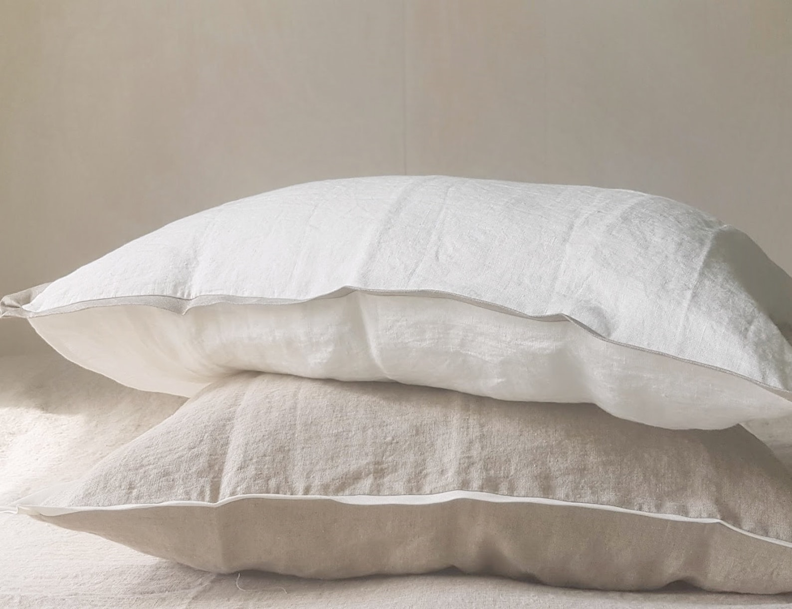 Linen PILLOWCASE With Contrasting Linen Trim Around Softened - Etsy UK