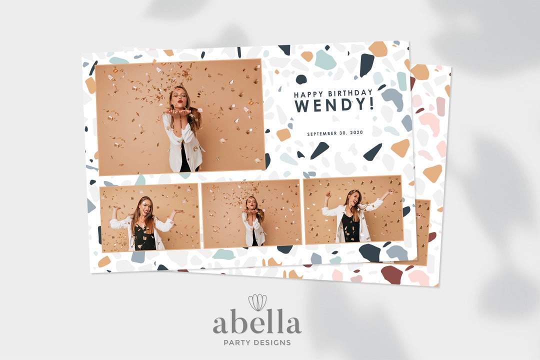 Birthday / Terrazzo Modern Photo Booth Template 4x6 Design / 4 Photos ...