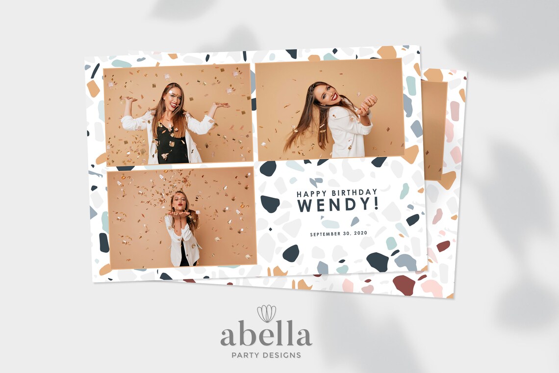 Birthday / Terrazzo Modern Photo Booth Template 4x6 Design / 3 Photos ...