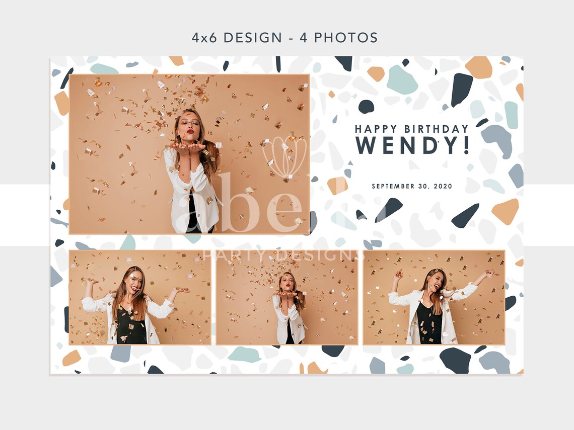 Birthday / Terrazzo Modern Photo Booth Template 4x6 Design / 4 Photos ...