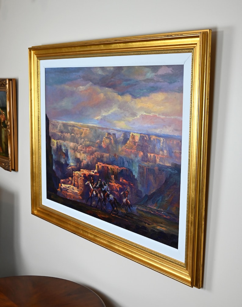 Oil Painting of a Grand Canyon Scene, Native Americans on Horseback - Etsy