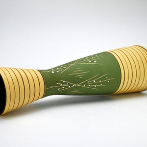 Retro 16" Tall MARZI & REMY Green and Yellow Vase 1031/42, West German Pottery Fat Lava Vase ...