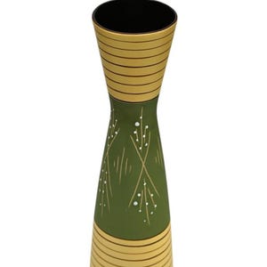 Retro 16" Tall MARZI & REMY Green and Yellow Vase 1031/42, West German Pottery Fat Lava Vase ...