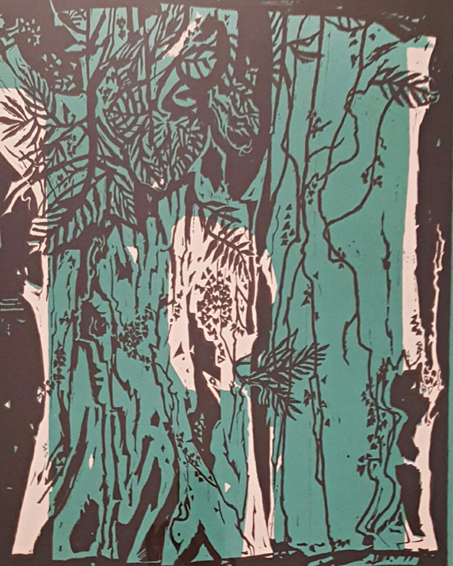 Original Abstract Color Block Print arboretum, Nature Forest Print ...