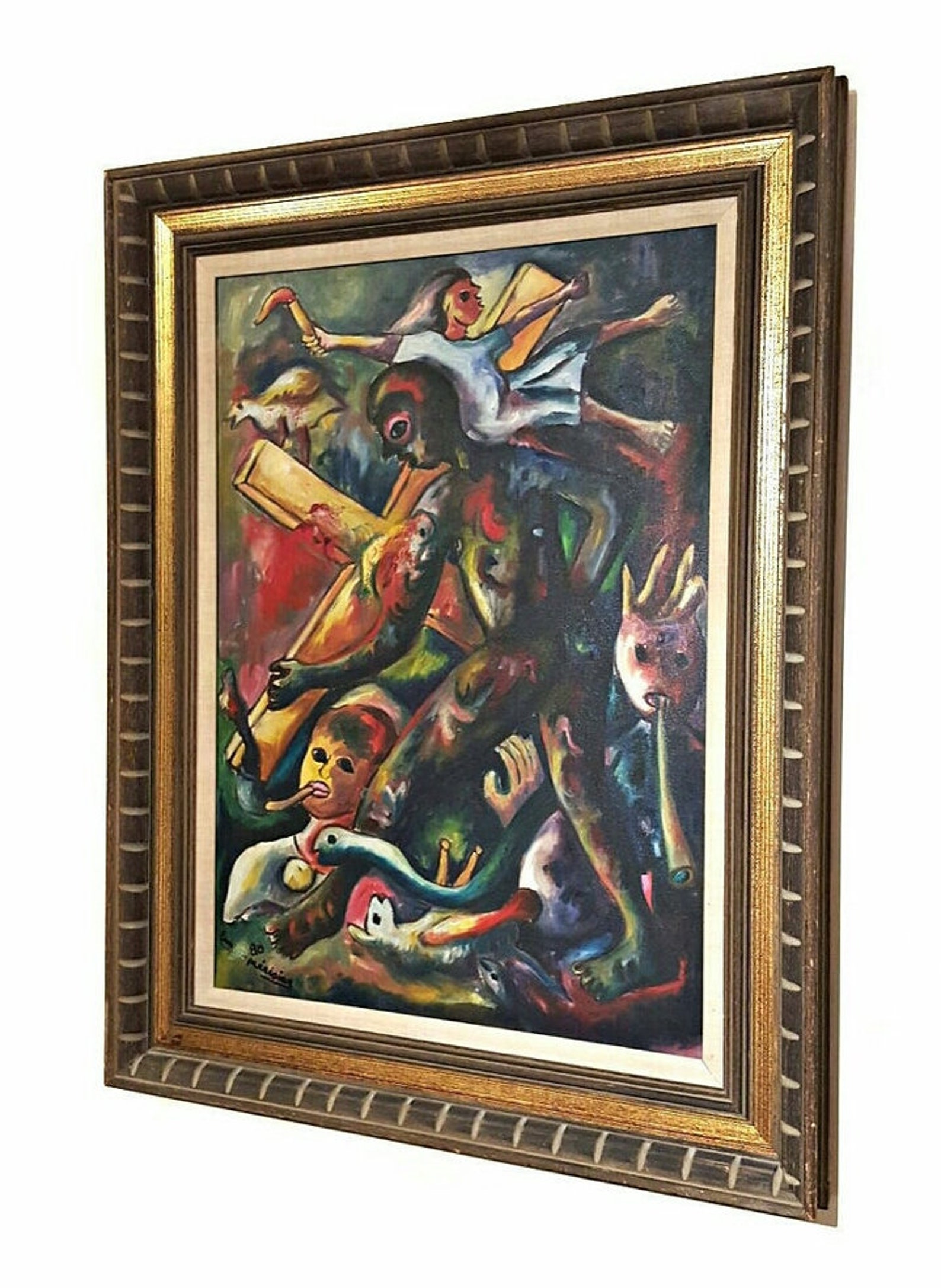 Emmanuel Merisier "bearing THE Cross" Original Oil on Canvas Haitian ...