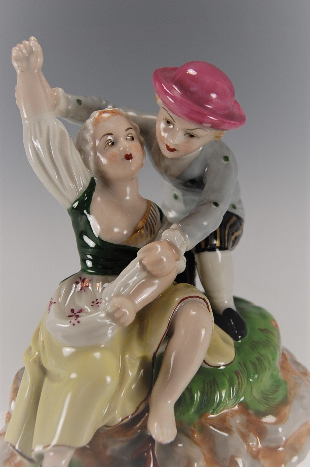 Hochst German Porcelain Grouping, Boy & Girl, Wonderfully Hand Painted ...