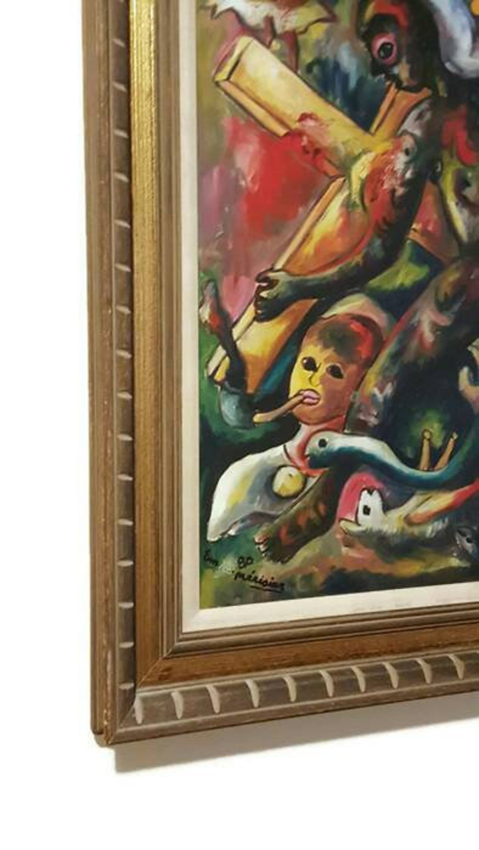 Emmanuel Merisier "bearing THE Cross" Original Oil on Canvas Haitian ...