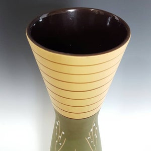 Retro 16" Tall MARZI & REMY Green and Yellow Vase 1031/42, West German Pottery Fat Lava Vase ...