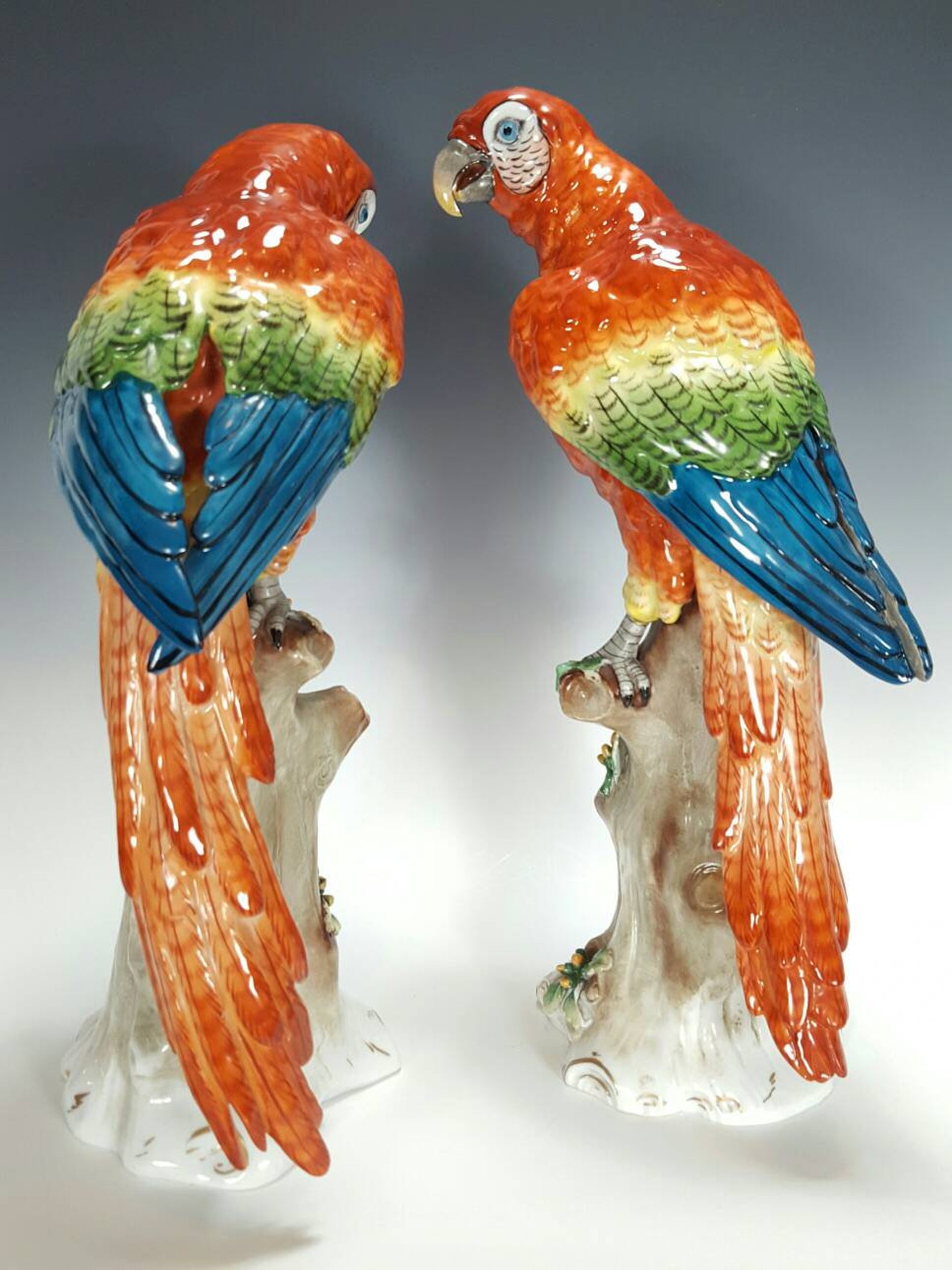 Pair of Vintage German Dresden Porcelain Red Macaw Parrot - Etsy