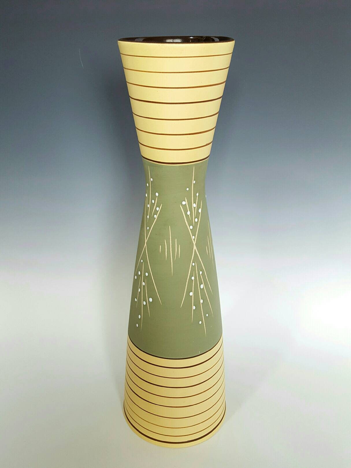 Retro 16 Tall MARZI & REMY Green and Yellow Vase | Etsy