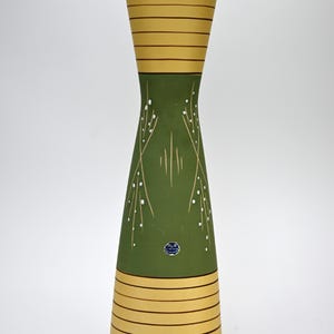 Retro 16" Tall MARZI & REMY Green and Yellow Vase 1031/42, West German Pottery Fat Lava Vase ...