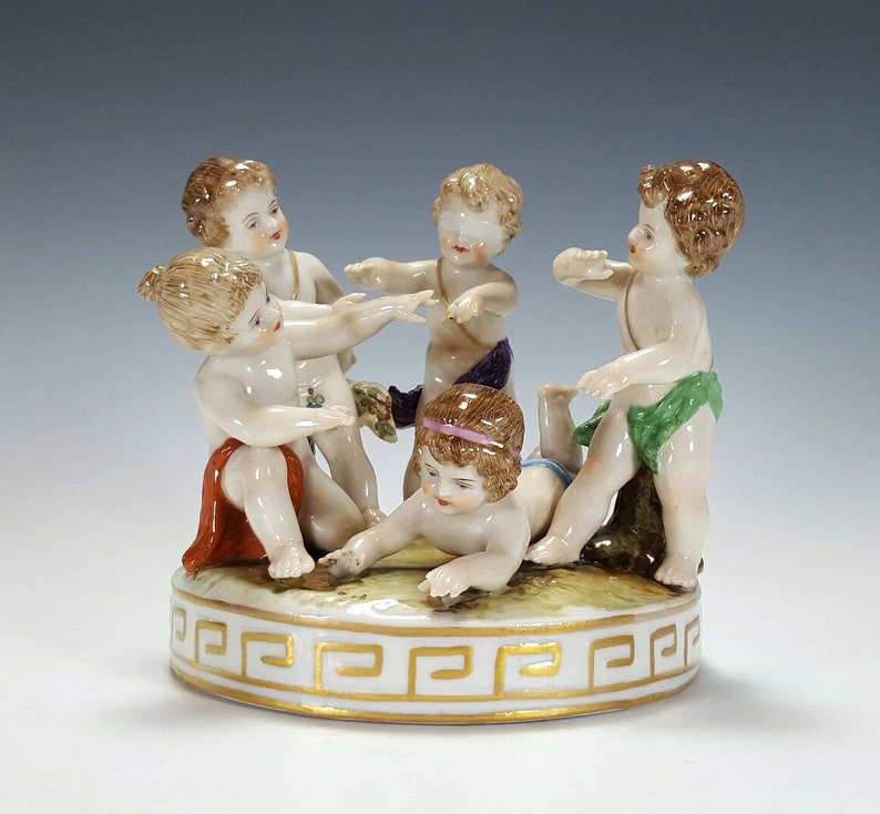 Italian Capodimonte Porcelain Cherub Figurine, Group of Children ...
