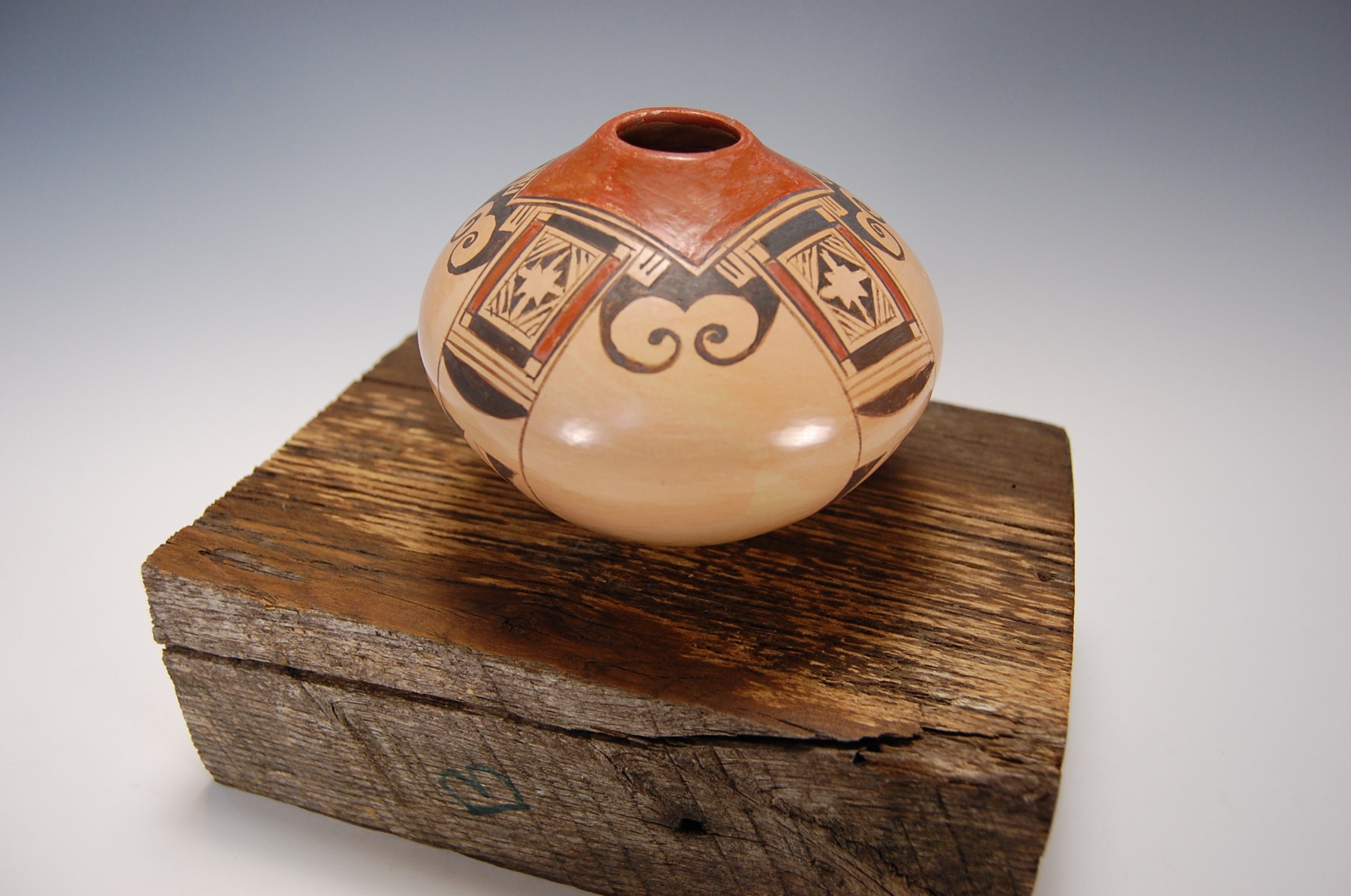 Hopi Indian Polychrome Seed Pot With Elaborate Hand Painted Decorations ...