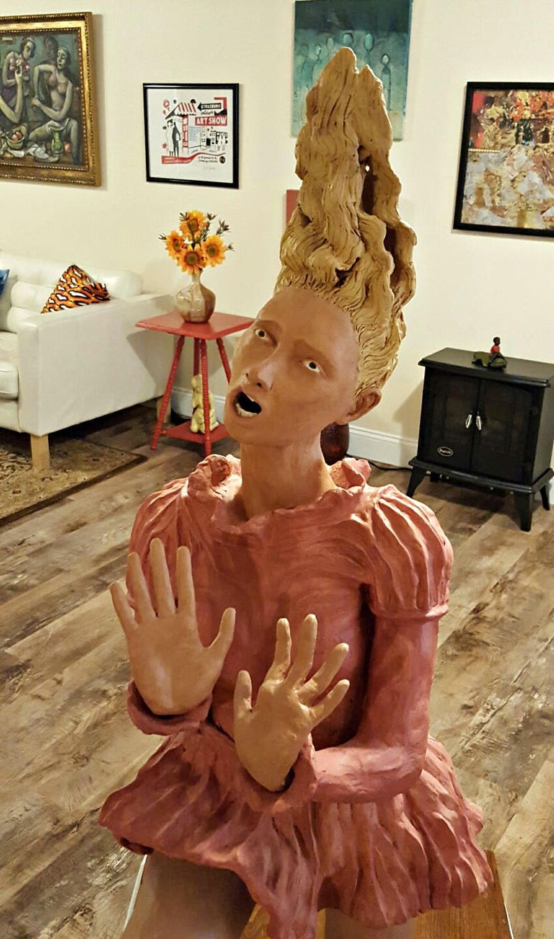 Rare Large Clay Woman Sculpture Handmade in Florence Italy by MICHELE ...